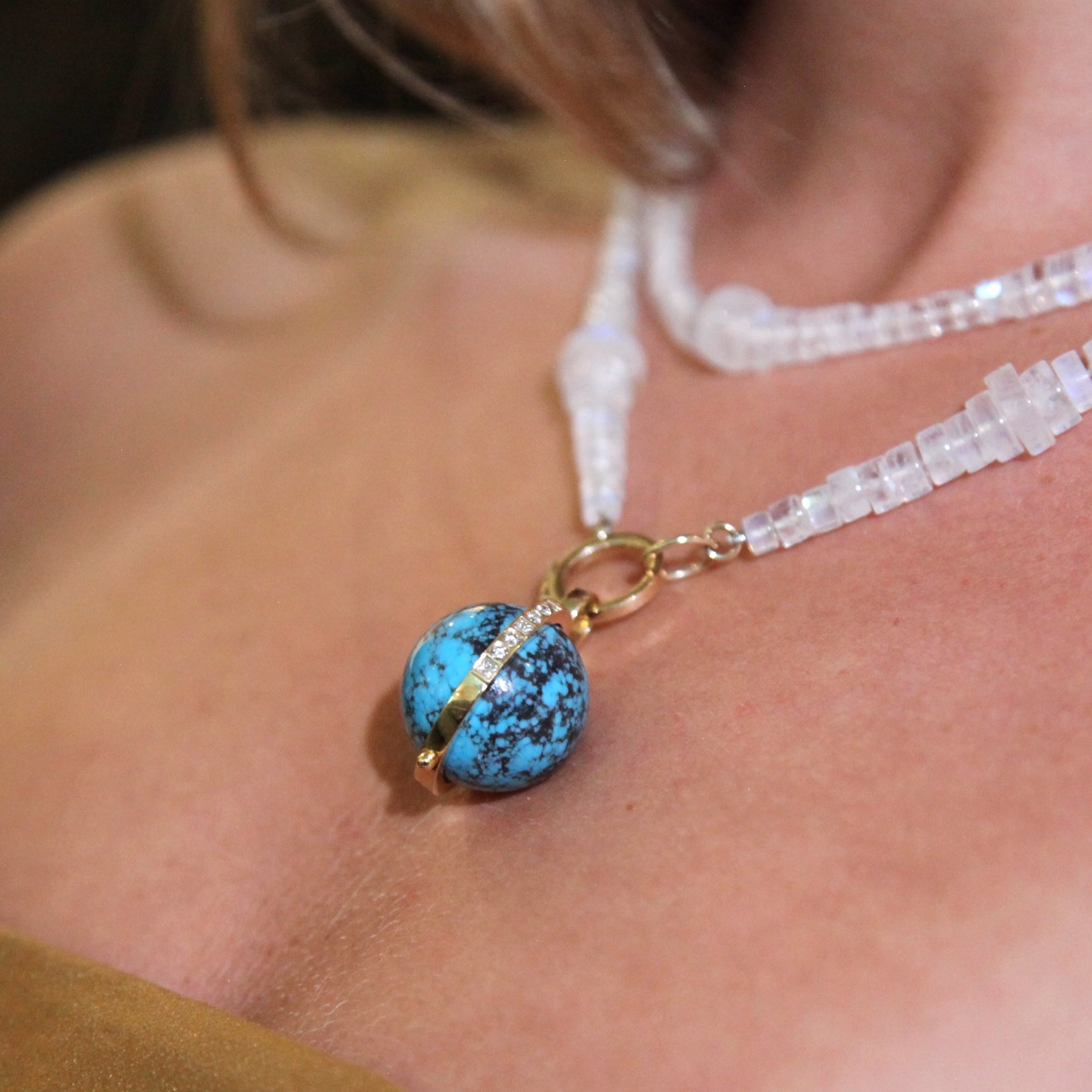 Turquoise 'Cosmic Spinner' Charm in 18K Gold – Devon Woodhill Fine Jewelry